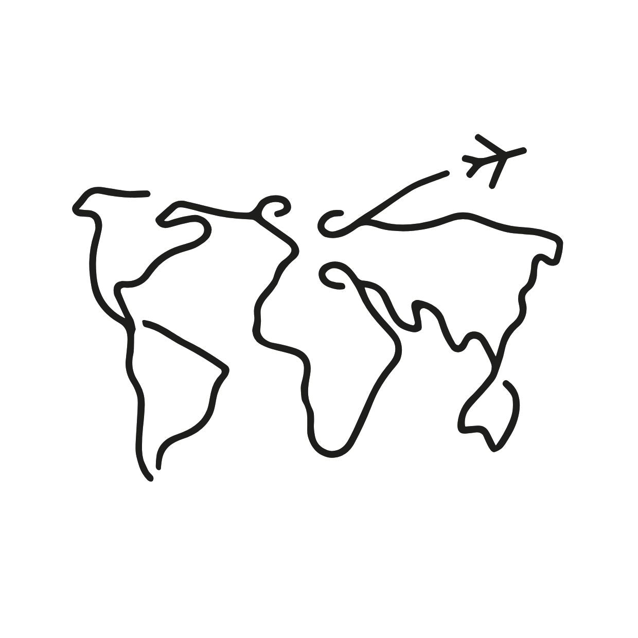Wanderlust World Map Outline Tattoo | Temporalis